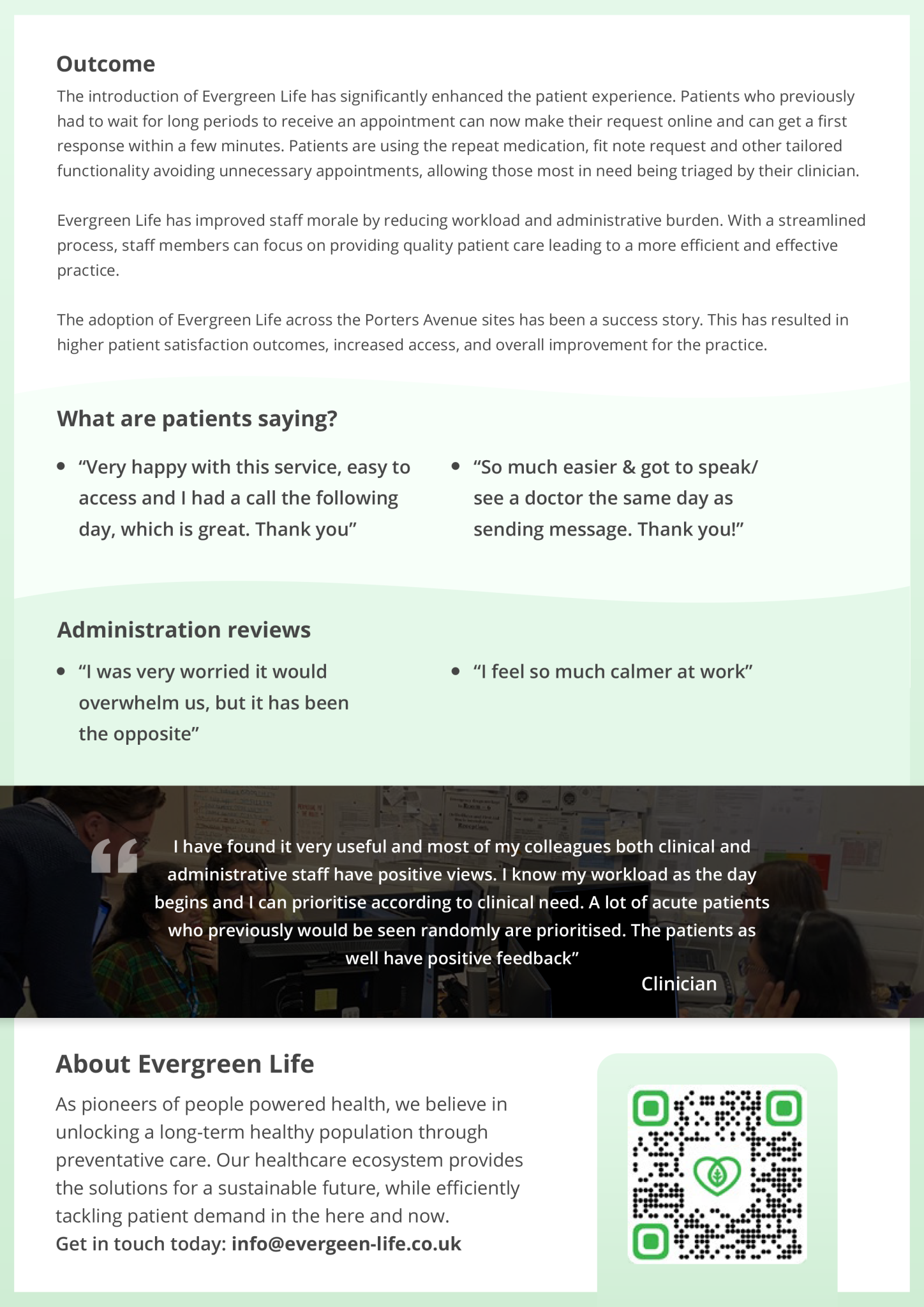 Case Study: Porter's Avenue Surgery - Evergreen Life